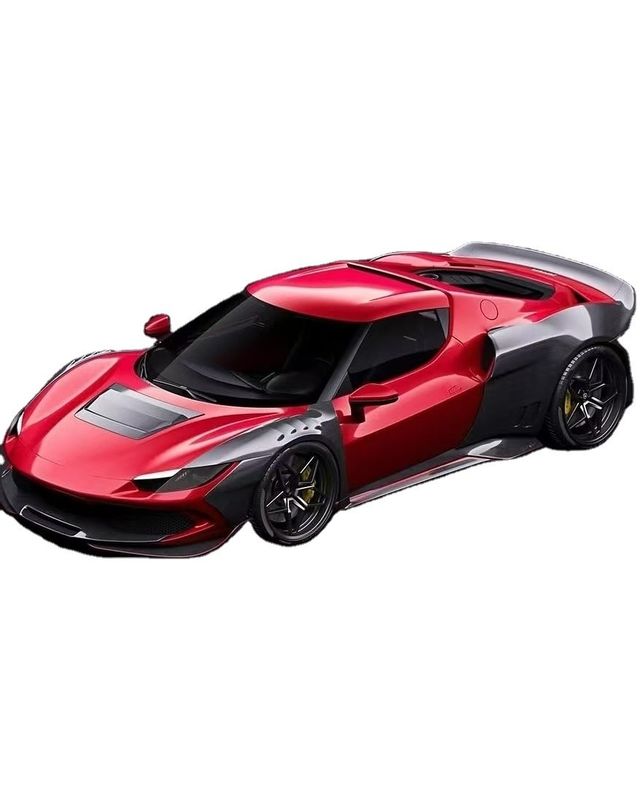 Đỏ Ferrari 296 Chiếc xe ô tô ZE Style Diffuser Carbon Fiber Front Lip ...